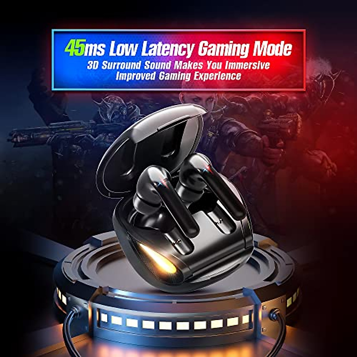 DUVOSS Bluetooth 5.3 Wireless Earbuds, Noise Cancelling Deep Bass Sound 49H Playtime Waterproof with Microphone in-Ear Stereo Headphones, Touch Bluetooth Sport & Gaming Ear Buds for iPhone Android PC