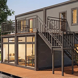 Generic Prefabricated House 2 bedrooms with Attached Bath, Dining and tv Lounge, Require Assembly., Grey, SAF 018