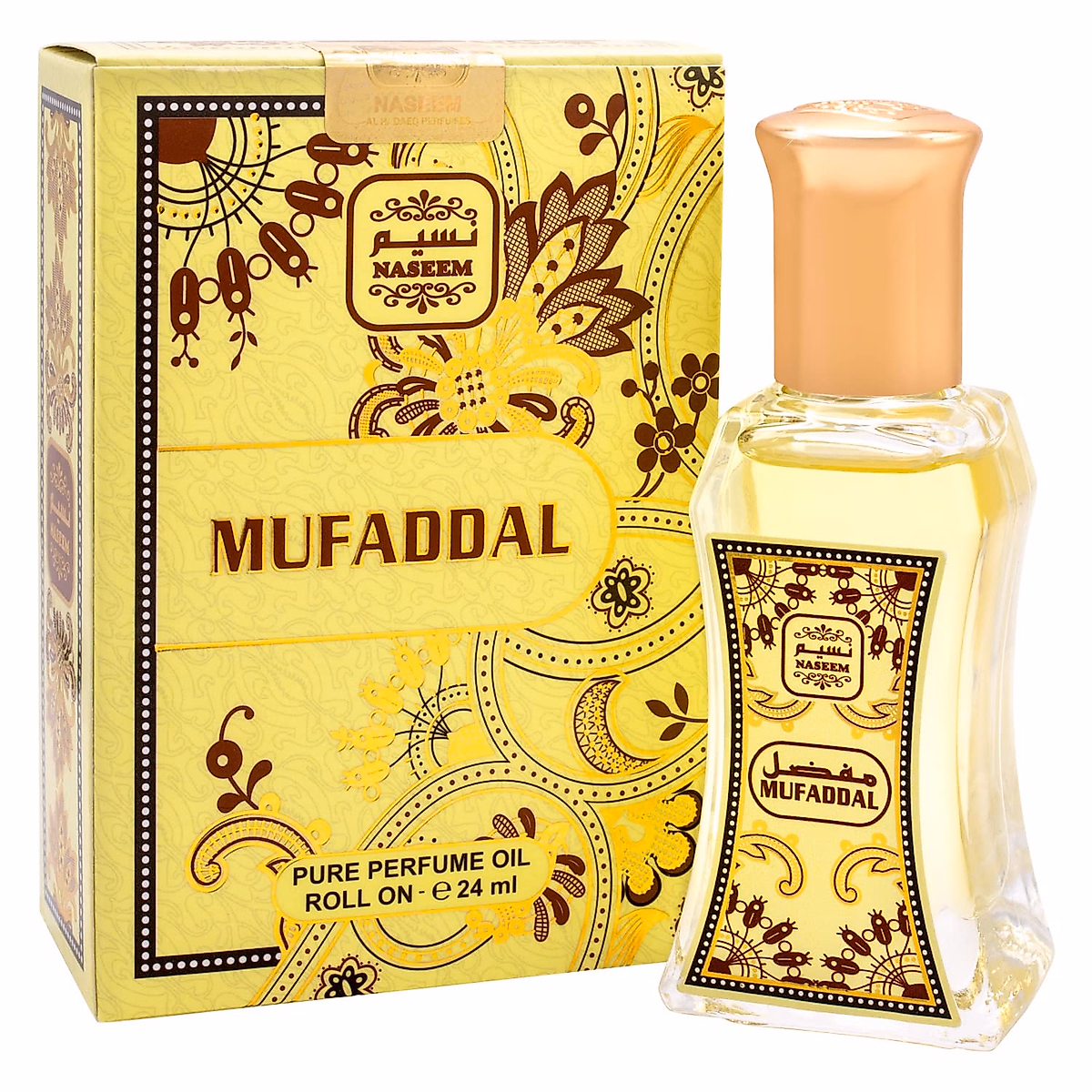 Naseem Mufaddal Perfume Oil Rollerball Alcohol Free with composition of Ylang Ylang Leather Musk Long Lasting Arabian Fragrance Oil for Men 0.81 Fl Oz