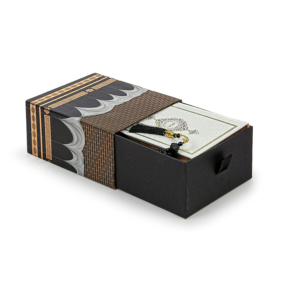 ihvan online Muslim Prayer Rug and Quran with Prayer Beads, Kaaba Decor Box, Islamic Gift for Women & Men, Elegant Islam Set for Ramadan, Eid, Umrah, Birthday, Travel