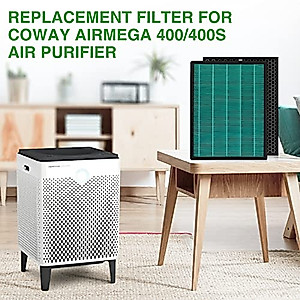 400/400S Replacement Filter for Coway AIRMEGA Max2 400/400S Air Purifier, Max 2 Green True HEPA and Active Carbon Filter Set, AP-2015-FP