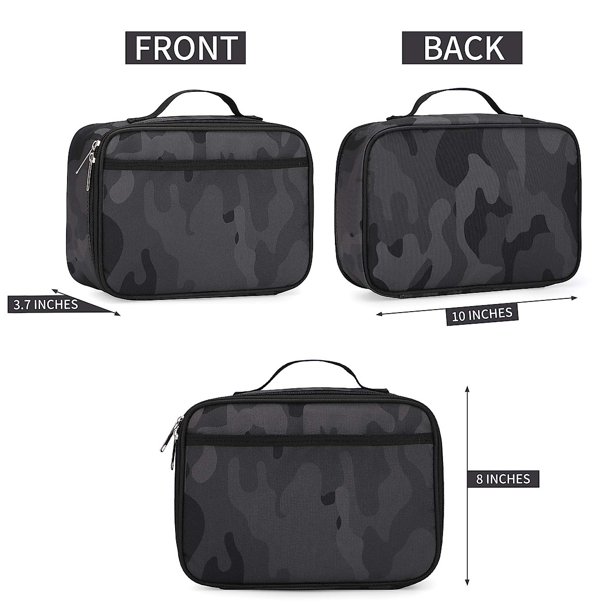 rickyh style Lunch Box with Padded Liner, Spacious Insulated Lunch Bag Durable Thermal Lunch Cooler Pack with Strap for Men Women Boys Girls Adults School Sports Beach Picnic Work Camp,2 Pocket