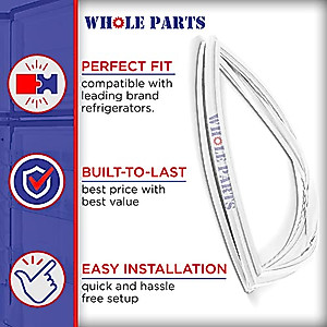 Whole Parts Refrigerator Freezer Door Seal Gasket (White) Part# 5304502761 - Replacement and Compatible with Some Electrolux, Kenmore, Crosley, White Westinghouse and Frigidaire Refrigerators