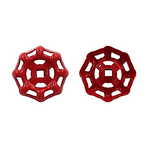 Unlorspy 2Pcs Red Round Wheel Handle Hose Bib Handle 6x6mm Iron Outside Faucet for Valve Shafts Replacement Parts