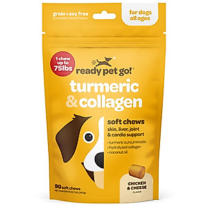 Turmeric for Dogs Soft Chews | Hip and Joint Chews for Dogs Comfort & Mobility with Collagen for Dogs | Dog Joint Supplement for All Ages Breeds & Sizes | NASC Certified & Made in The USA | 90 Chews