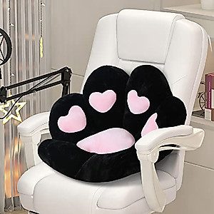 OtNiap Cute cat Paw Plush Pillows, Soft and Comfortable Sofa Cushions/Office Chair Seat Cushion Lazy Sofa Bear Paw Chair Cushion for Chair,Home, Bedroom Shop and Restaurant Decor 24"x 22" (Black)
