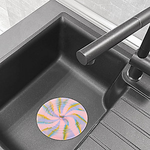 CALATOUR Tub Topper 6 inches Large Flat Suction Cover,Kitchen Sink Stopper,Drain Cover,Shower Drain Cover,Bathtub Drain Cover 2-Pack (Cute Colorful)