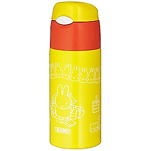 Thermos FHL-402FB Y-OR Water Bottle, Vacuum Insulated Straw Bottle, 13.5 fl oz (400 ml), Miffy Yellow Orange, Cold Insulating