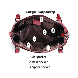 Heshe Genuine Leather Purses and Handbags for Women Tote Shoulder Bag Satchel Purse Top Handle Bags Hobo Crossbody Purse (Large,Wine)