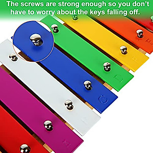 LOLYSIC 15 Tone Xylophone Glockenspiel Colorful Wooden Xylophone Xilofono Instrument with 2 Mallets for Beginner