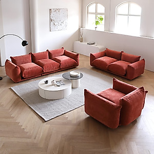 TIFLON Modular Sectional Sofa,77.16inch Minimalist Sofa Couch,Convertible Couch, Lovesofa Chenilleyarn 2 Seat Modern Living Room Sofa Sets for Office House-Red