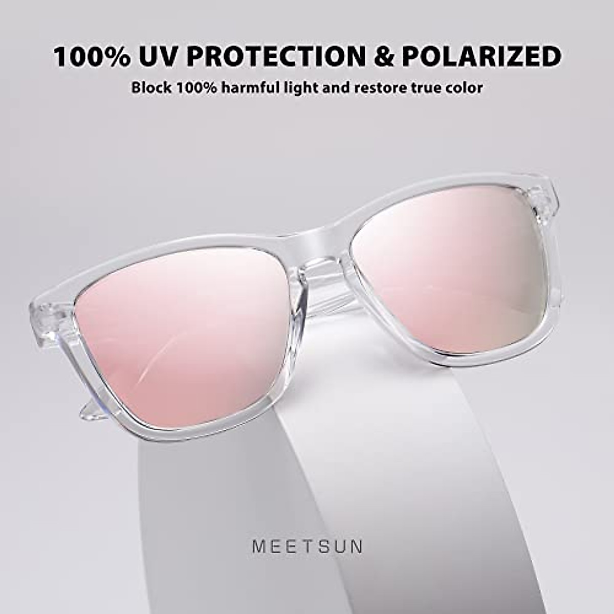 MEETSUN Polarized Sunglasses for Women Men Classic Retro Designer Style Fashion UV400 Protection 3 PACK Black Brown Gradient Pink Mirrored