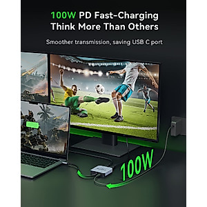 cakitte USB C to Dual HDMI Adapter 4K@120Hz/60Hz, 3 in 1 USB C to HDMI Adapter for Dual Monitors with 100W PD Charging, for MacBook Pro Air, iPad Pro, XPS, Laptop, HP, Dell [Compatible Thunderbolt 3]