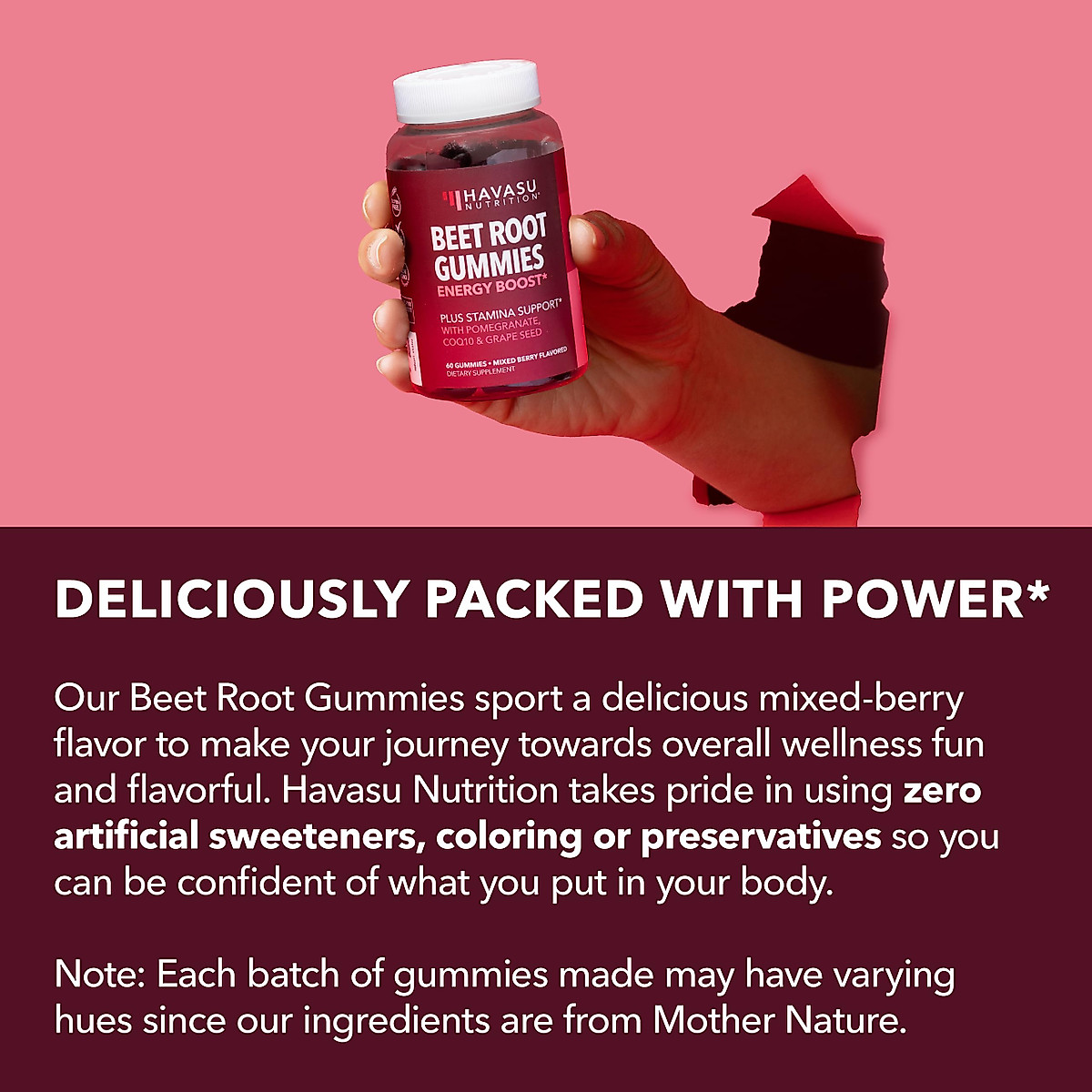 Beet Root Gummies with COQ10 & Pomegranate - Nitric Oxide Supplement for Men and Women - Endurance, Performance, Recovery - Vegan, Non-GMO, Gluten Free - Mixed Berry Flavor, 1 Month Supply