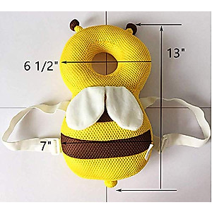 Baby Head Protector - Baby Walker Protective Head Adjustable Baby Safety Mat Protective Head Cute Bee Suitable Age 4-36 Months (Yellow)
