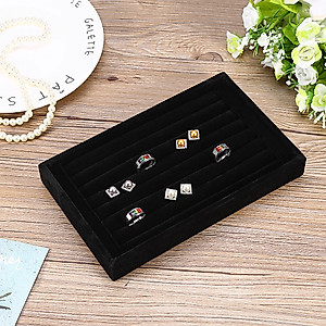 Salmue Fashion Ring Display Box, Jewelry Display Tray Organizer Earring Holder Case Box Showcase for 7 Slots Can hold 50-70 Rings(1#)