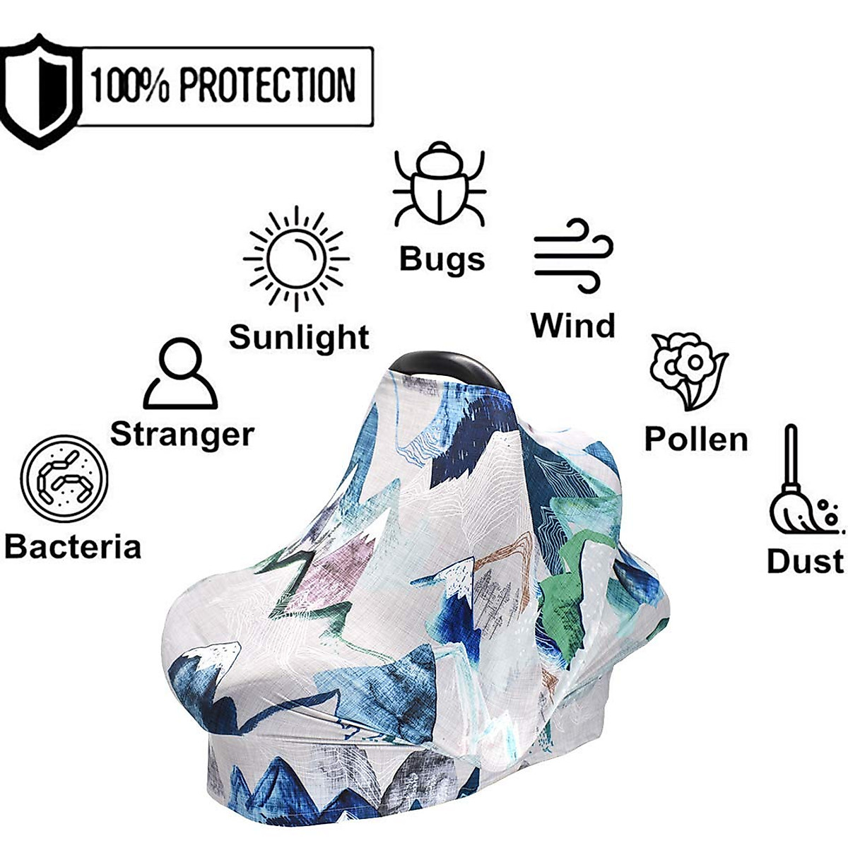 Nursing Cover for Baby Breastfeeding Stretchy Car Seat Canopy for Baby Girls/Boys, Multi-Purpose Soft Breathable Nursing Cover for Shopping Cart, High Chair, Stroller, Baby Shower Gifts(Blue)