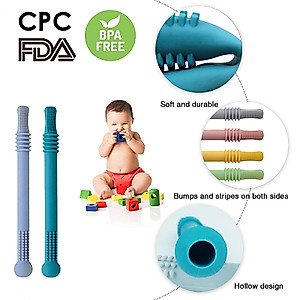 Hollow Molar Teether, Silicone Baby Teething Toy, Teethers for Babies Boys and Girls, with 4 Cleaning Brush, BPA Free/Freezable (6 Pack)