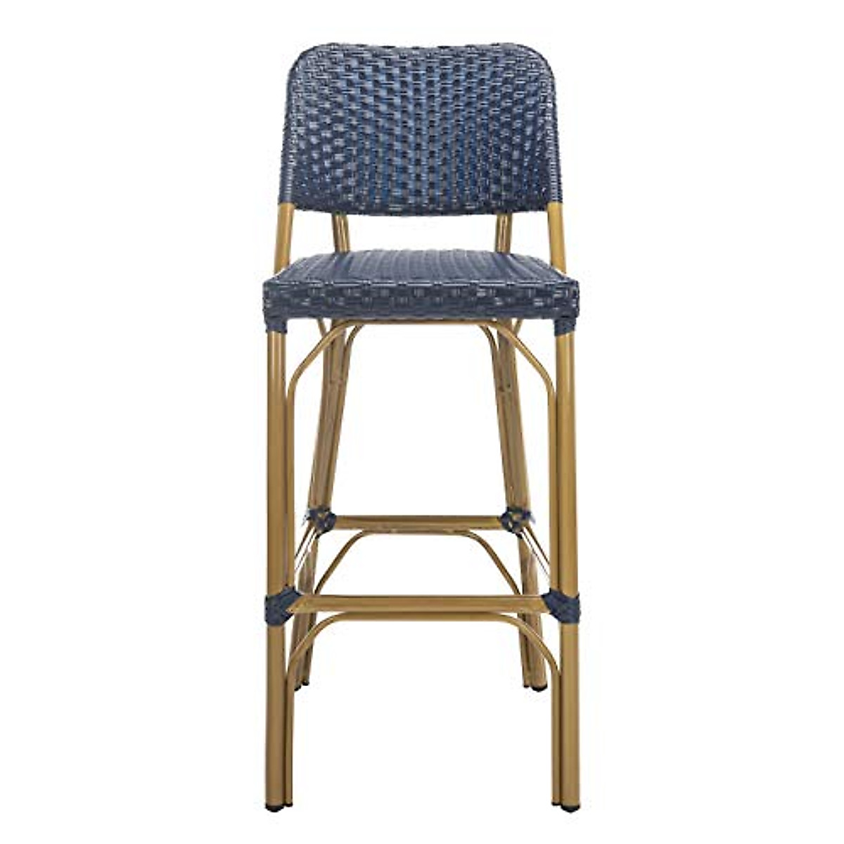 Safavieh Home Collection Deltana Navy Rattan Indoor/Outdoor Bar Stool,