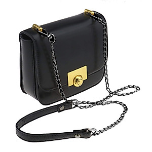 Purse Chain Strap, Slim Black Leather Wrist Strap Replacement for Handbag Shoulder Cross Body Bag - 47 Inch