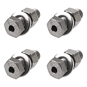 Rrina 4Pcs 304 Stainless Steel Cylindrical Hollow External Hexagon Screw Lamp Threading Through Hole Bolt with Washers Nut (M12x35)
