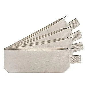 BUMBLE CRAFTS 4 PC Multipurpose Pencil Case Pouch with Zipper, Multipurpose Stationary, Pen Pencil Case, 9” x 3.5", 100% Cotton Canvas - Natural