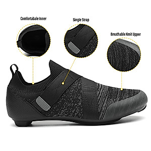 Unisex Cycling Shoes Compatible with Peloton Bike & SPD Indoor Road Riding Biking Bike Shoes with Delta Cleats Included for Men Women Black M5.5 X