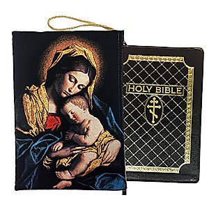Religious Madonna and Child Book Bible Tapestry Pouch Case Purse 11 1/4 Inch