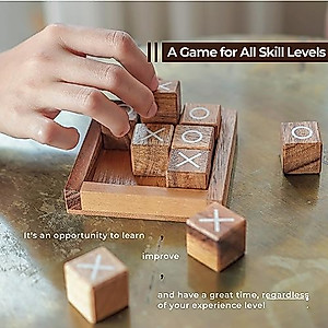 BSIRI Tic Tac Toe for Kids and Adults Coffee Table Living Room Decor and Desk Decor Family Games Night Classic Board Games Wood Rustic for Families Size 4 Inch