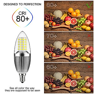 gezee LED Candelabra Bulb, Non-Dimmable, 100 Watt Equivalent, 12W LED Candle Bulbs, Daylight White 6000K, 120V, 1200Lumens, E12 Base, Chandelier Bulbs, Torpedo Shape(4-Pack)