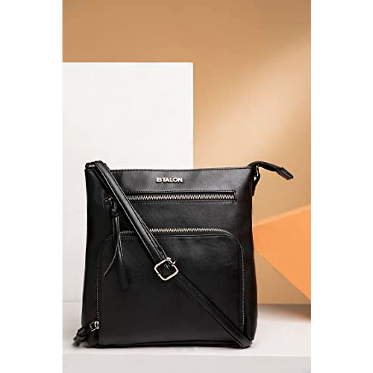 ESTALON Crossbody Bags for Women - Medium Size Crossover Women's Handbags and Purses for College Office Travel (Black)