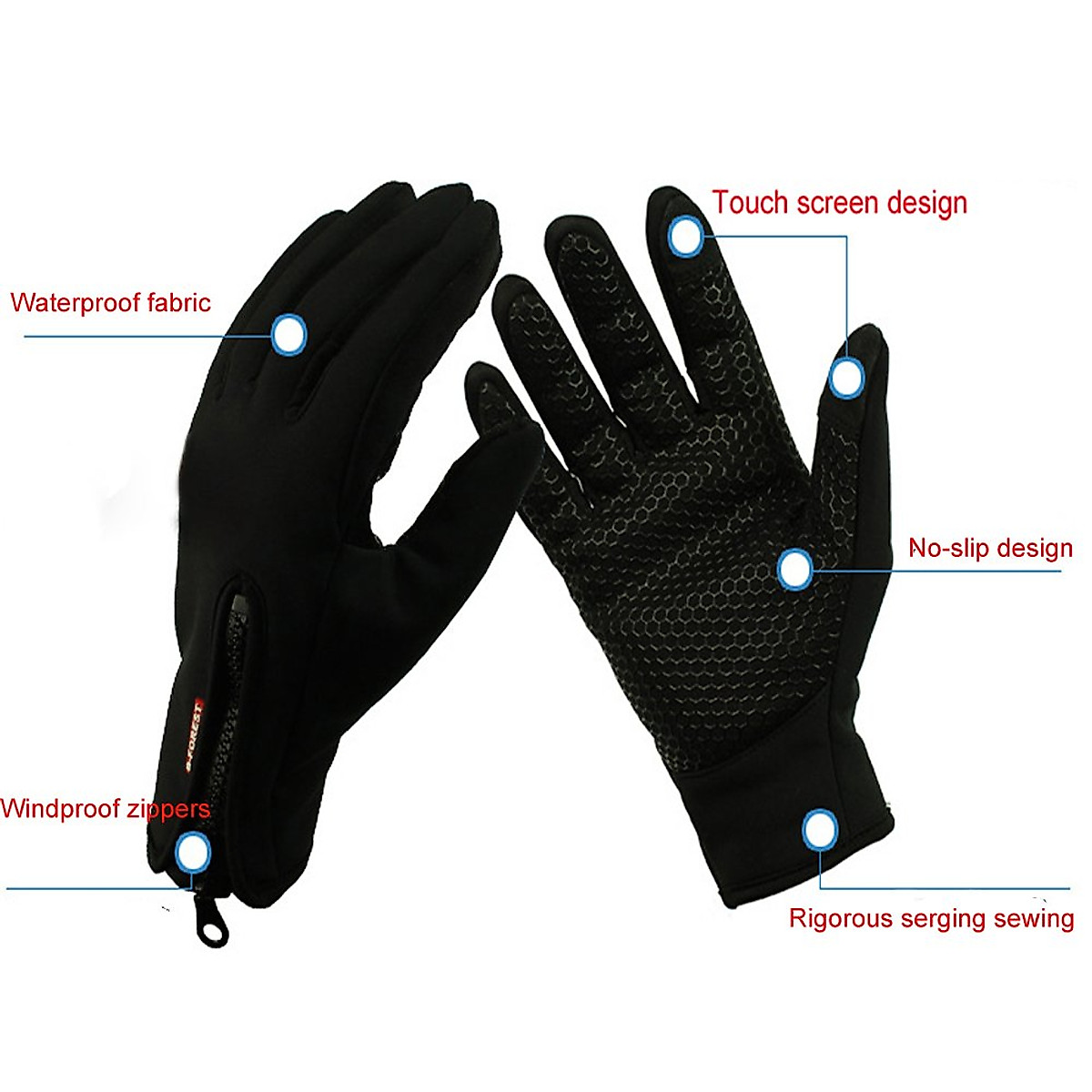 YYGIFT Touch Screen Gloves Outdoor Sports Winter Gloves Wind-Stopper for Men Women (Updated Version-Black, L)