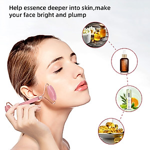 ideayard Face Roller and Gua Sha Set - Jade Roller Anti Aging Massager Tool - Natural Jade Roller for Face and GuaSha Stone for Body - Beauty Roller Skin Care Tools Kit for Slimming & Firming（Pink）
