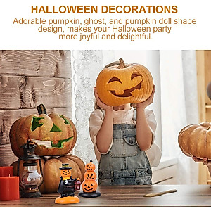 WINOMO 3Pcs Halloween Pumpkin Figurine Decorations,Halloween Pumpkin & Ghost Statue for Halloween Christmas Birthday Decor