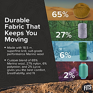 FITS Light Hiker Crew Sock for Men and Women, Made with Merino Wool, Breathable, Odor Resistant, Smart Cushioned Hiking Sock, Navy, Medium