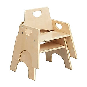 ECR4Kids Stackable Wooden Toddler Chair, 8in, Kids Furniture, Natural, 2-Pack