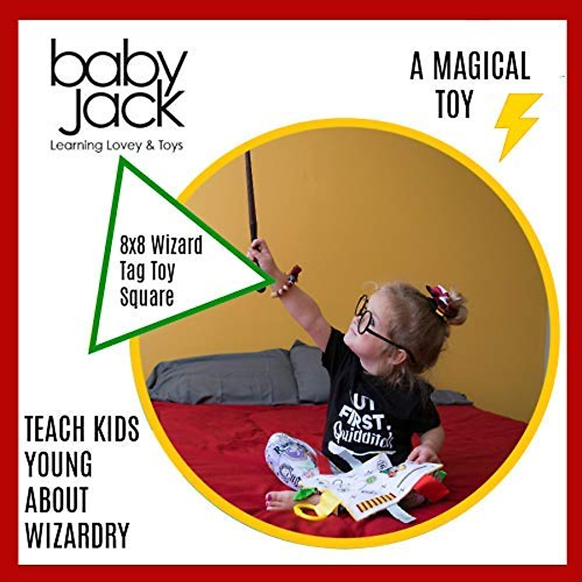 Lovey Chew Blanket Crinkle Toy Tag Square Sensory by Baby Jack (Wizard)