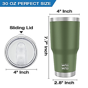 WETOWETO 30oz Tumbler, Stainless Steel Vacuum Insulated Water Coffee Tumbler Cup, Double Wall Powder Coated Spill-Proof Travel Mug Thermal Cup for Home Outdoor (Army Green, 1 Pack)