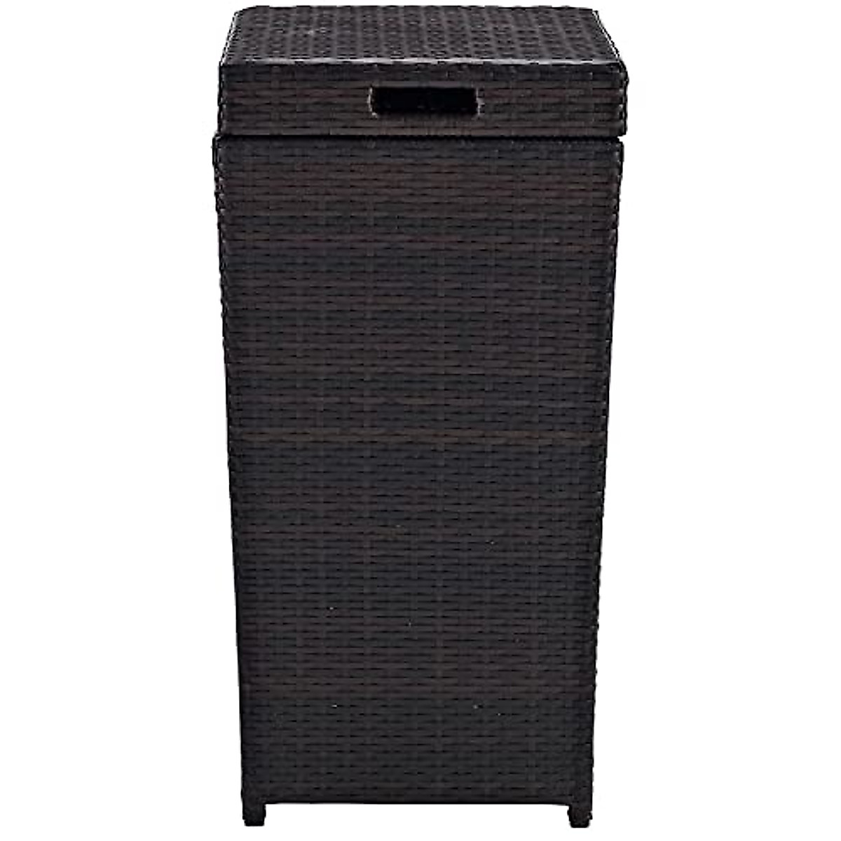 HomeStock Rustic Retreat Outdoor Wicker Trash Bin - Brown Finish, 16 x 16 x 31.5 inches, Manual Lift Lid, Sturdy Steel and Wicker Construction, Modern Patio/Lawn/Porch Trash Bin Brown