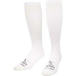 TCK Flat Knit Sanitary Liner Baseball Socks (Large, White)
