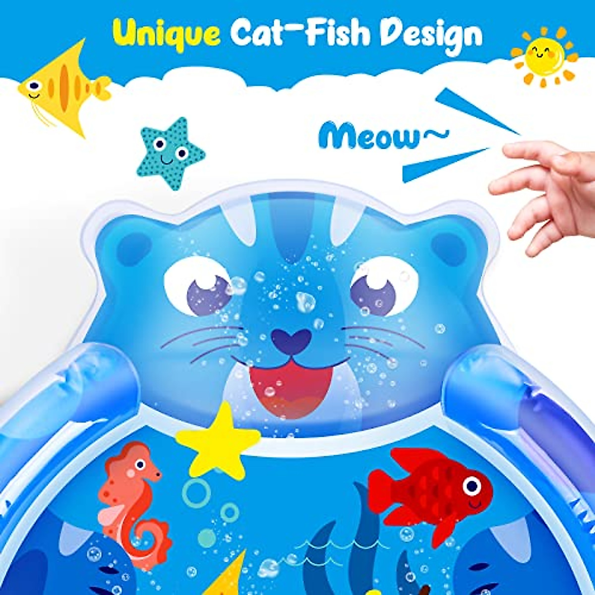 Large Inflatable Tummy Time Water Mat for Babies, Premium Infant Baby Floor Water Mat for 3+ Newborns Toddlers, Water Play Mat to Strengthen Muscles, Promote Sensory Stimulation and Development Toys