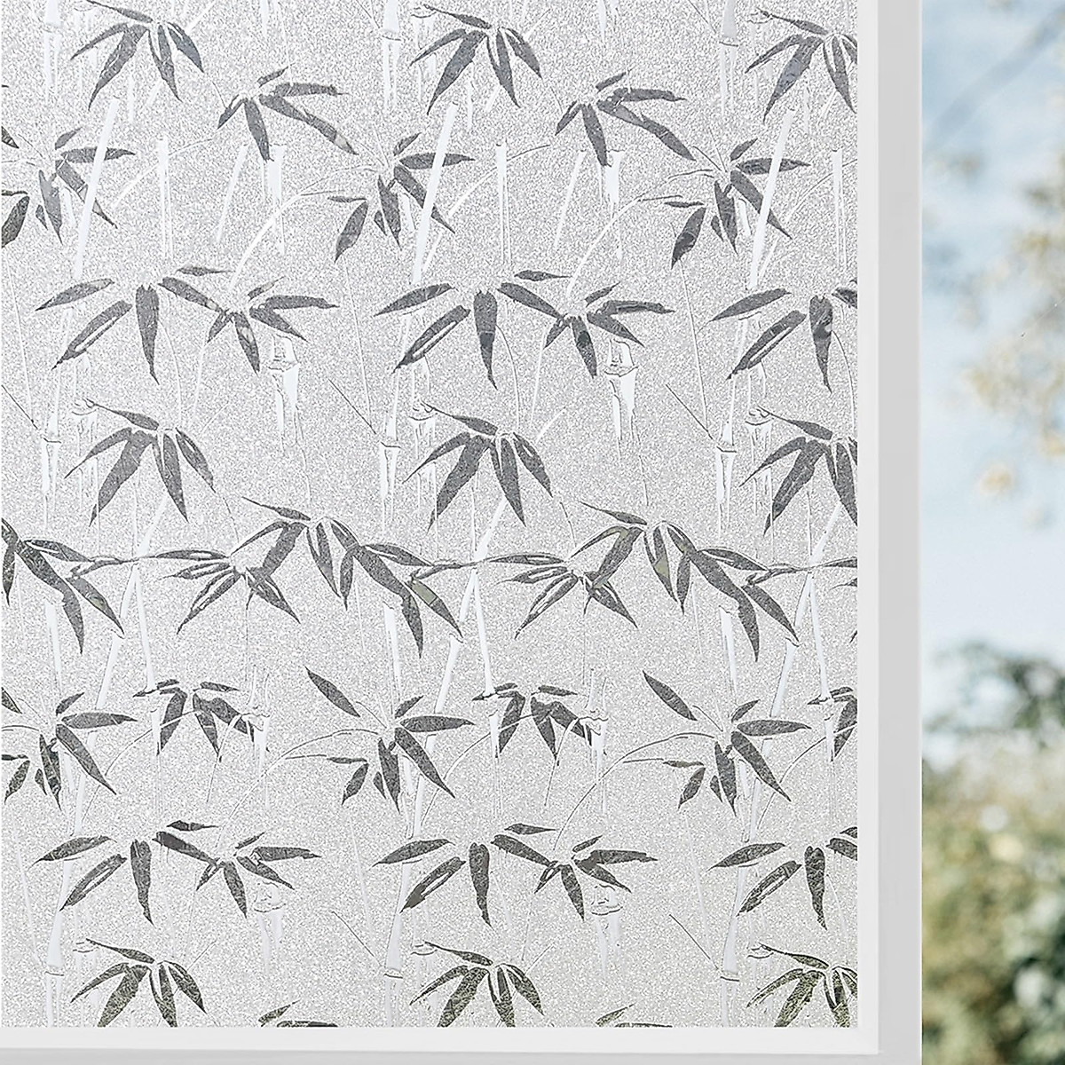 LEMON CLOUD Bamboo Window Film Frosted Glass Privacy Window Stickers Decorative Window Covering Static Cling No Glue Removable Window Decals for Home(23.6 x 78.7 Inch)