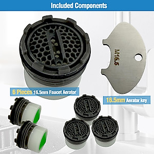 6-Pack 16.5mm Faucet Aerators with 304 Stainless Steel Aerator Removal Tool – Easy Install & Smooth Water Flow
