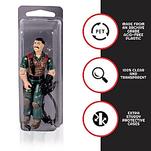 EVORETRO Loose Action Figure Display Case [50-Pack] Retro Plastic Blister Protective Case for 3.75 in Star Wars, Motu, Marvel, GI Joe Toy Figures, Scratch Resistant, Archive Grade, UV Resistant