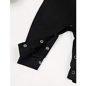 Newborn Baby Boys Girls Romper Toddler One Piece Solid Color Outfits Long Sleeve Hoodie Playsuit Jumpsuits Clothing(12-18M) Black