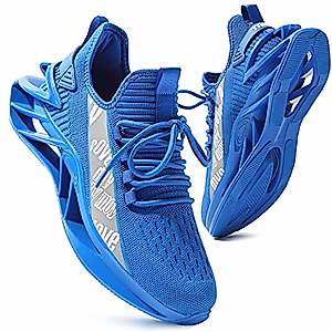 kokib Men's Running Sports Walking Shoes Mesh Lightweight Breathable Athletic Jogging Fashion Sneakers Blue