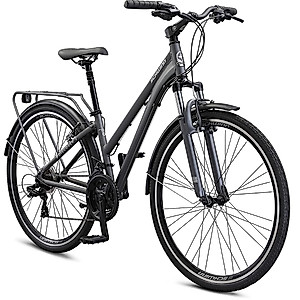 Schwinn Discover 2 Adult Hybrid Bike for Men and Women, 700c Wheels, 21-Speeds, 15-Inch Frame, Front and Rear Fenders, Rear Cargo Rack, Matte Grey