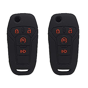Suitable for Ford F150 F250 F350 4 Button Car Silicone Remote Control Key Cover, Auto Parts, Keyless Entry Remote Control Key Box Protective Cover, 2 Packs Black