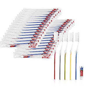 Travel Toothbrushes Kit,20Pcs Travel Toothbrush Set Disposable Toothbrushes with Toothpaste for Nursing Home,Hotel,Charity(Individually Wrapped)