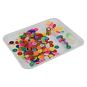 Ponpong White Large Plastic Fast Food Serving Tray, Rectangle, 6 Packs